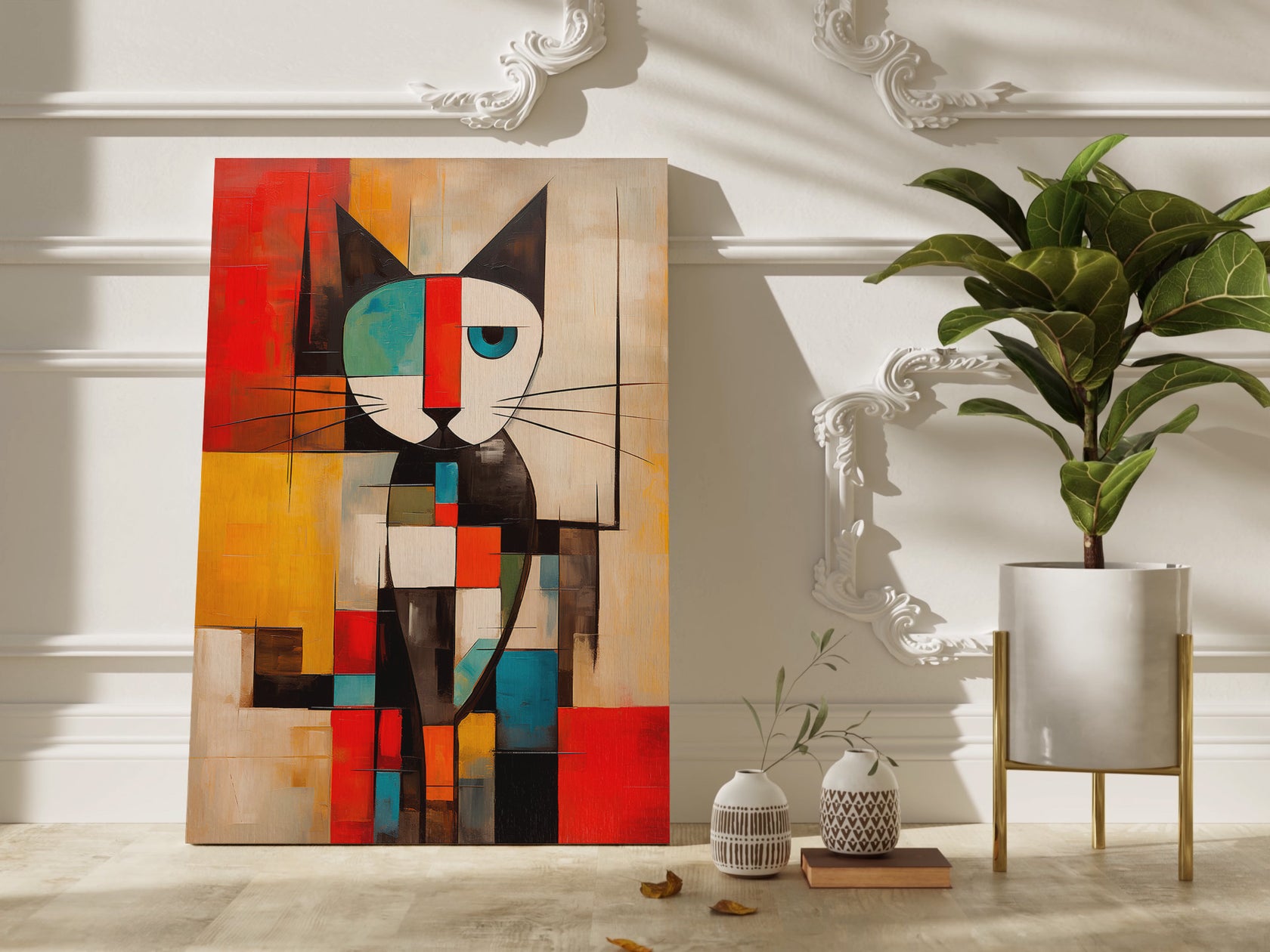 Mondrian Cat print | Beautiful abstract wall art – The Hue Map