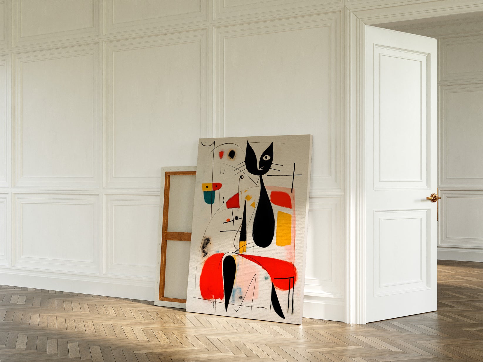 Miró Woman with Cat Wall Art | Abstract Fine Art Print – The Hue Map